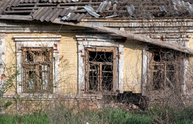 Empty Windows of a Damaged House in Ukraine Stock Image - Image of ...