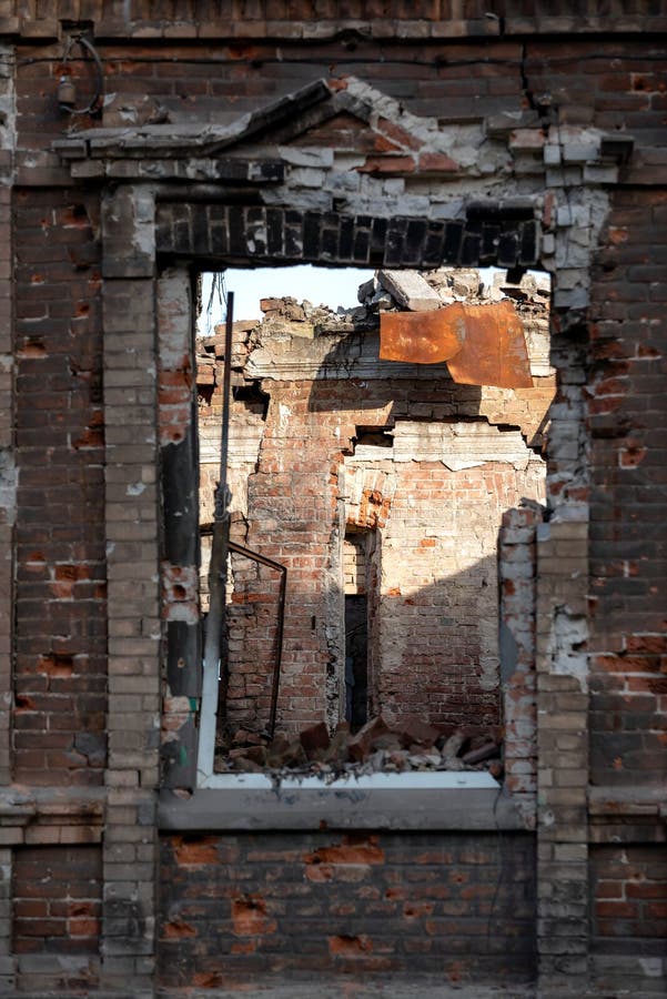 Empty Windows of a Damaged House in Ukraine Stock Image - Image of fire ...