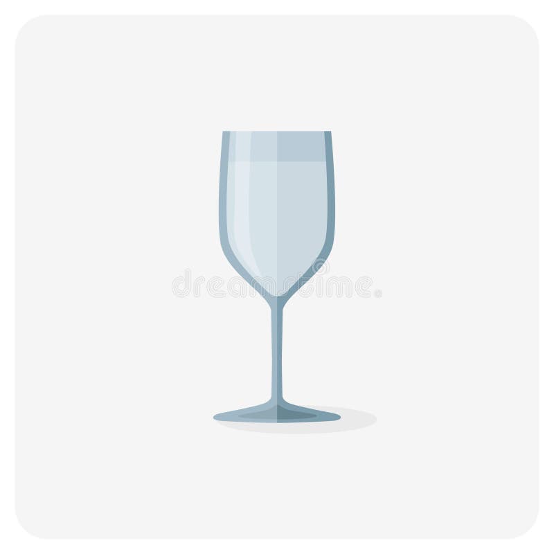 Empty Wine Glass Vector Illustration. Flat Transparent Drinkware Icon ...