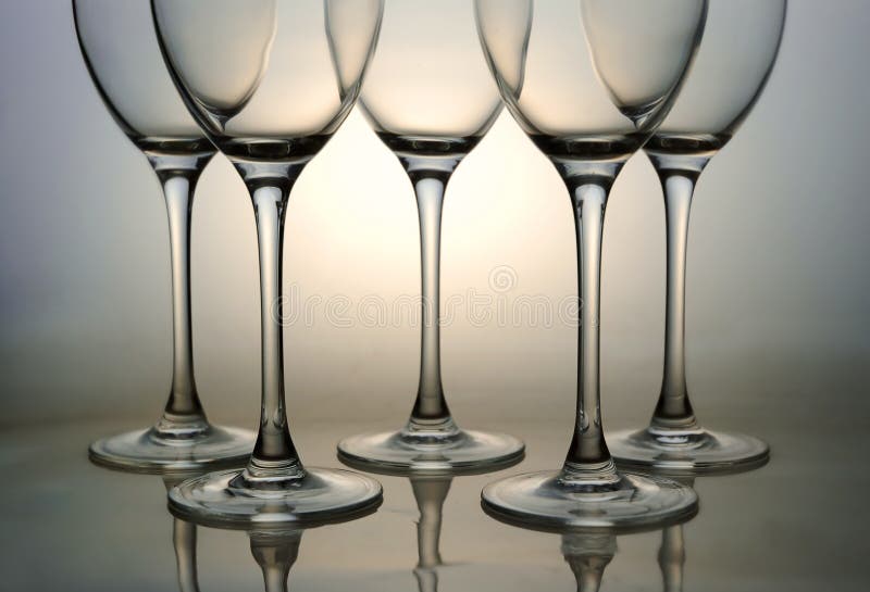 Empty Wine Glasses Stock Image Image Of Curve Dark Reflection 5055431