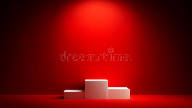 Empty Winners Podium, Positioned Red Background, Stands Ready To Honor ...
