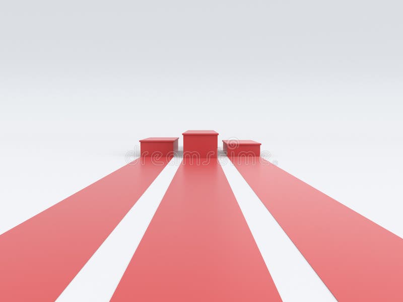 Empty Winners Podium on Red Background. 3D Rendering. Stock ...