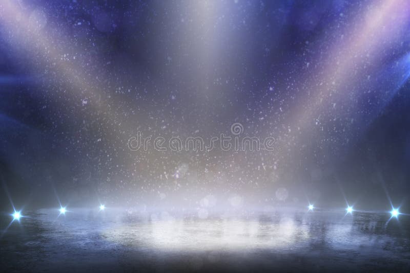 Empty Winter Background. Empty Ice Rink with Lights Stock Image - Image ...