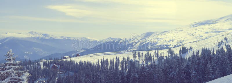Empty Winter Background - Landscape Panorama of Mountains Range Stock ...