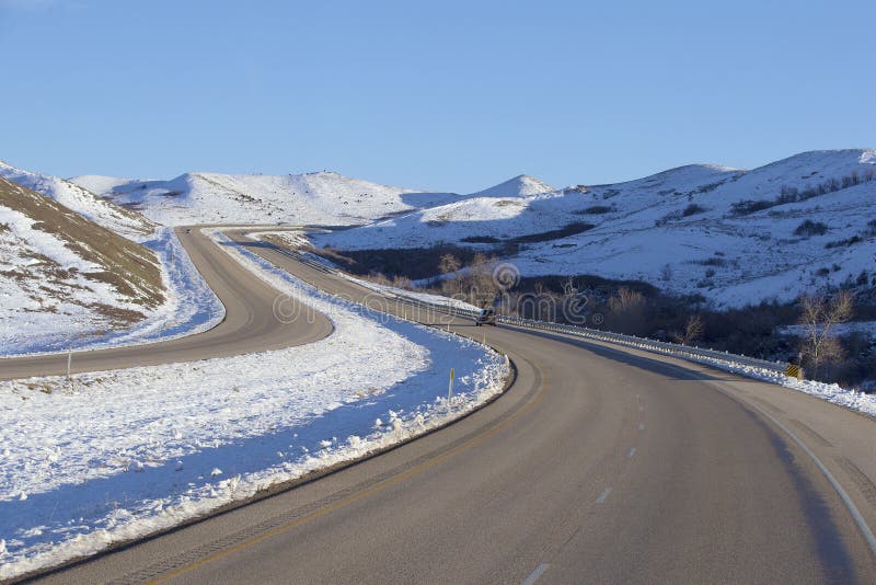 Winter roads in Montana stock image. Image of winter - 114433553