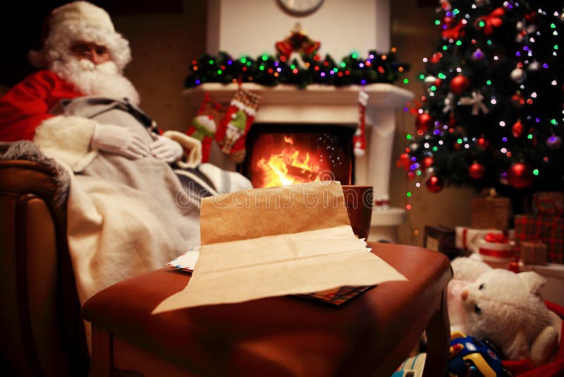 Empty Wishlist for Santa Claus Laid on a Wooden Table. Stock Photo ...