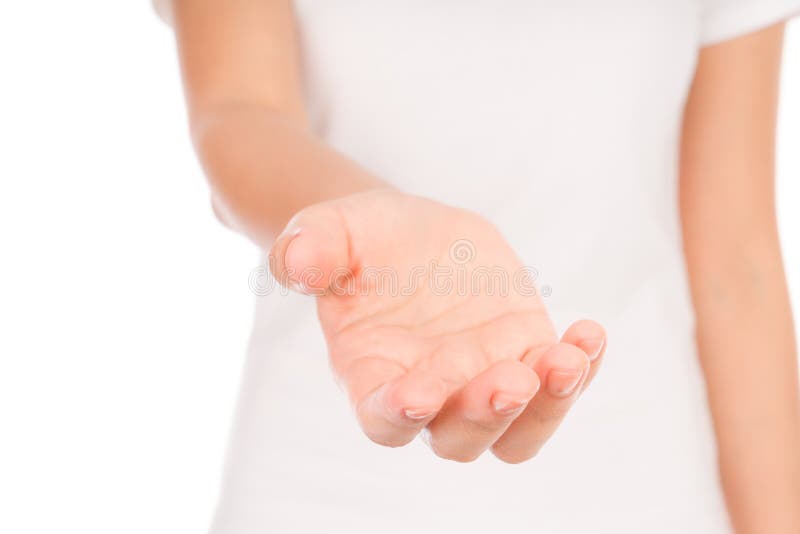 Empty Woman Hands Over Body Isolated on Background . Stock Photo ...