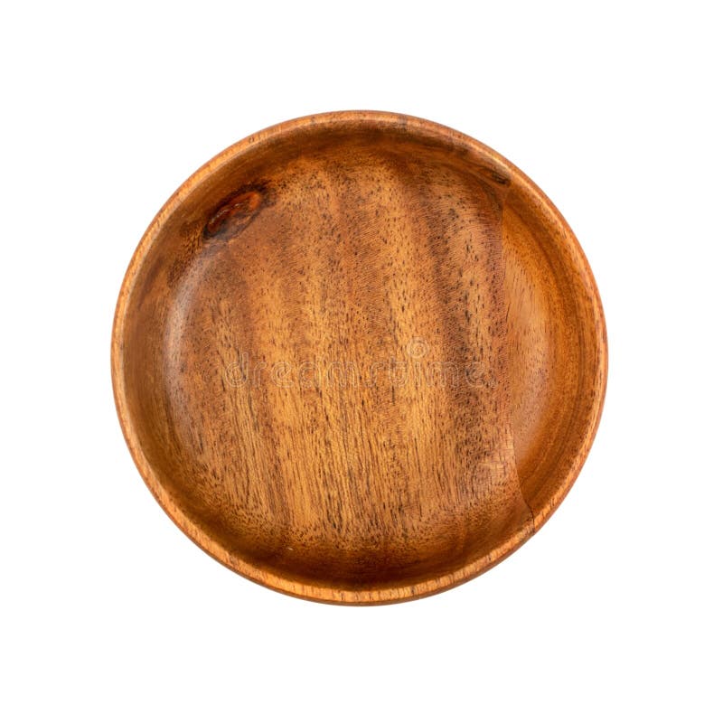 Empty Wood Bowl Isolated, Wooden Bowl on White Background Top View ...