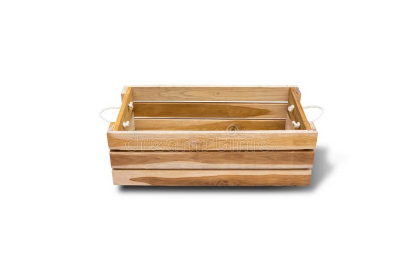 Empty Wood Box Isolated on White Background. Stock Image - Image of ...