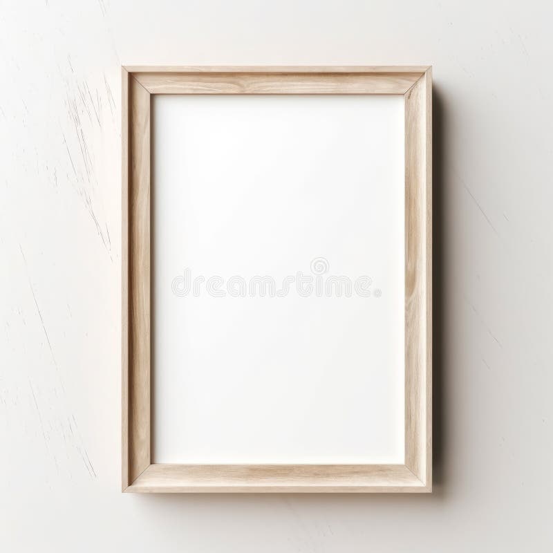 Minimalistic Beige Picture Frame Mockup on White Background Stock ...