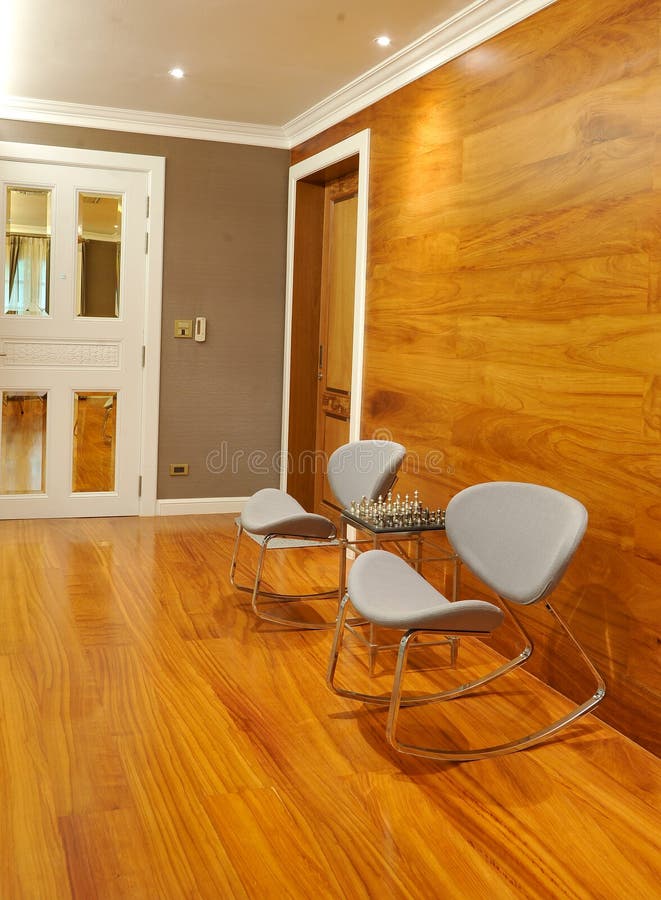 Empty room with chair stock image. Image of bright, teak - 97830947