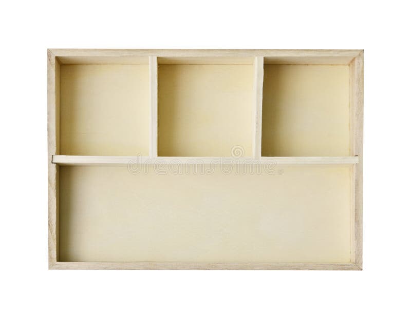 Empty Wood Shelf Box Isolated on White Background Clipping Path Stock ...