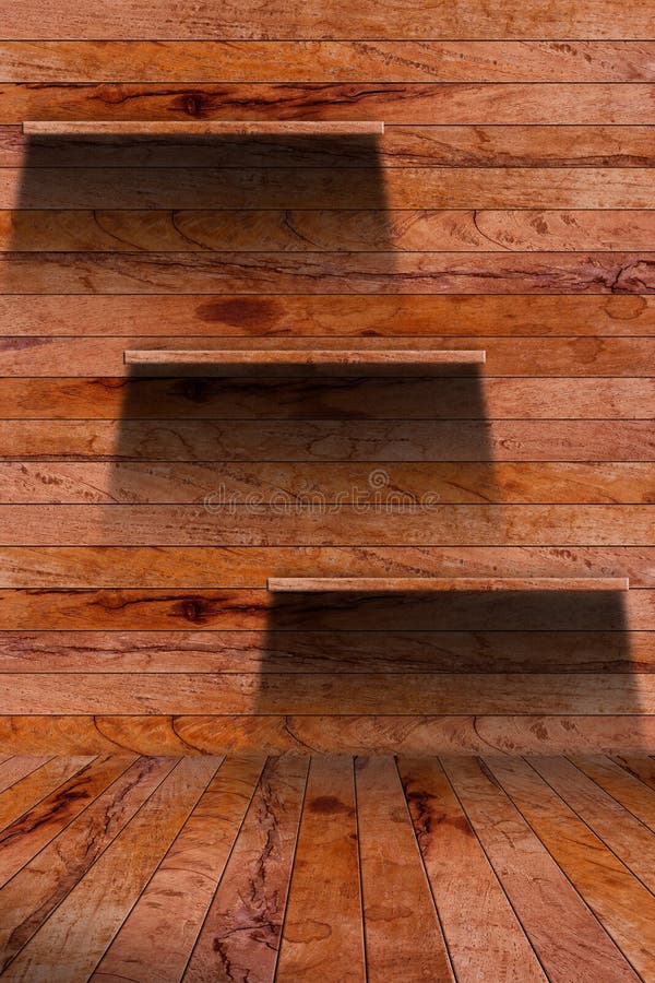 Empty Wood Shelf. Grunge Industrial Interior Stock Image - Image of ...