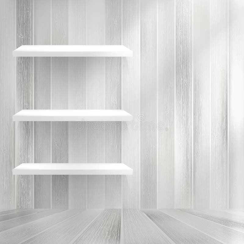 Empty Wood Shelf on Old Wall. + EPS10 Stock Vector - Illustration of ...