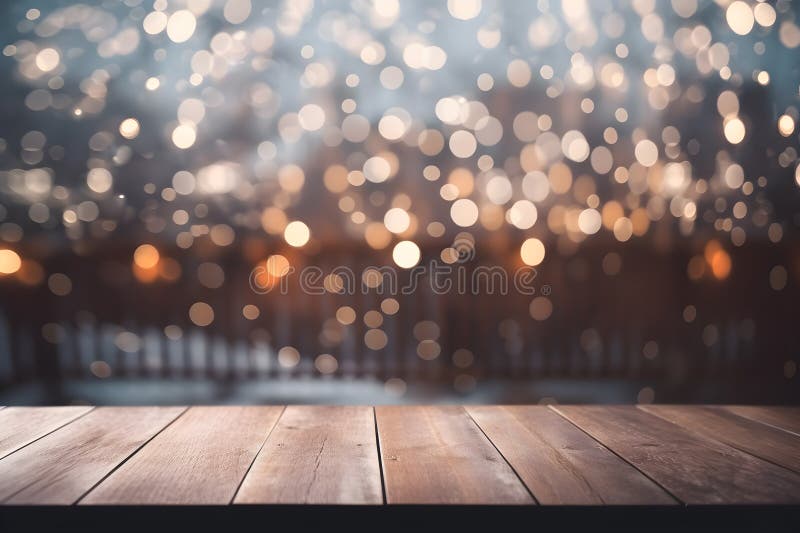 Empty Rustic Wood Table with Blurred Background, Ai Generative ...