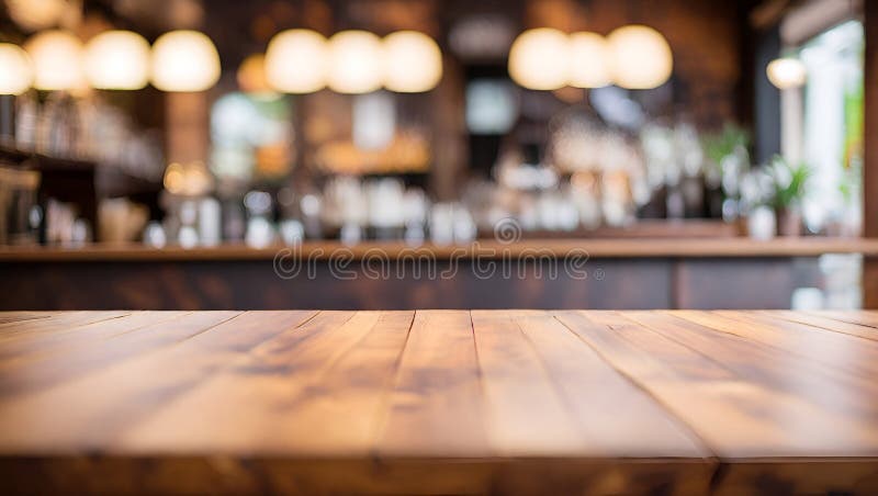 Empty Wood Table Coffee Shop Blur Background Stock Illustrations ...