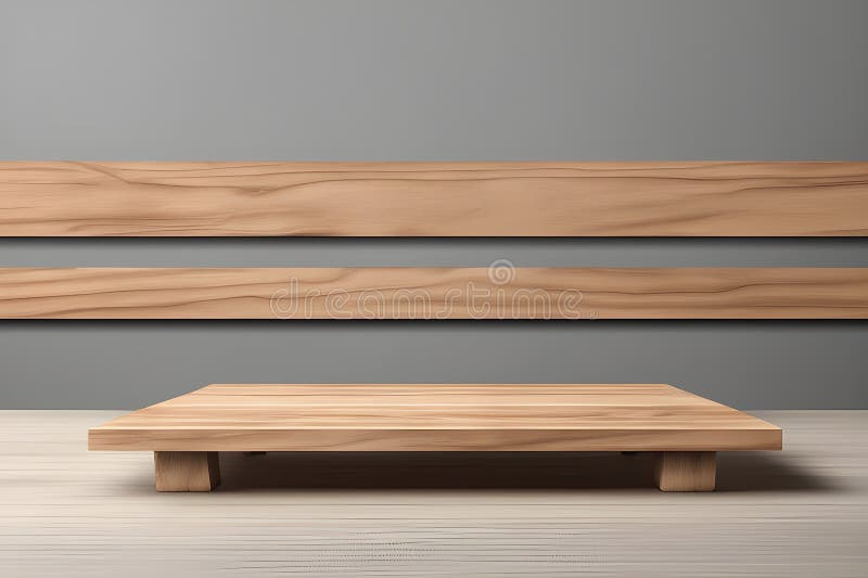 Wood Table Product Presentation with Interior Background Stock ...