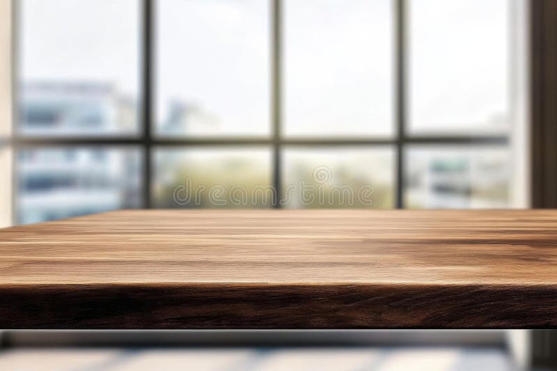 Empty Wood Table Shows in Office, Presentation Theme Stock Illustration ...