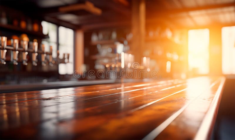 Empty Wooden Bar Counter with Copy Space Stock Photo - Image of retro ...