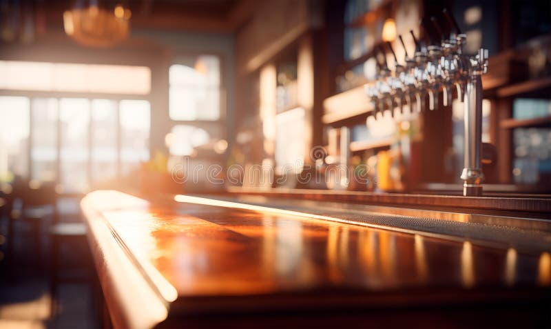 Empty Wooden Bar Counter with Copy Space Stock Image - Image of drink ...