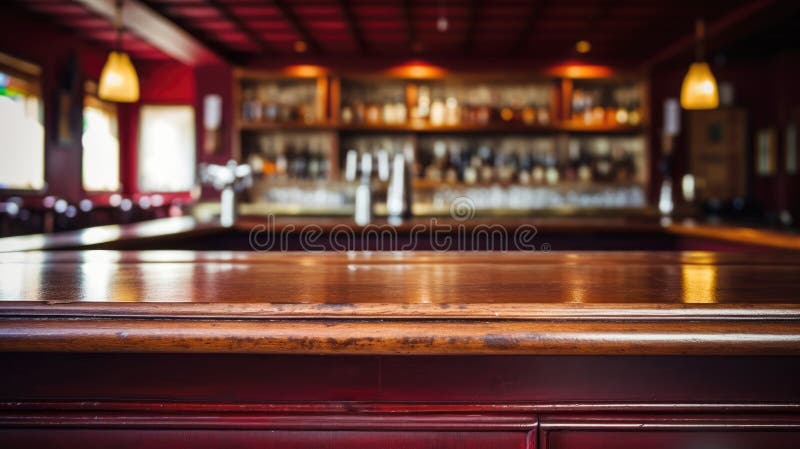 An Empty Wooden Bar Table in a Club, Ideal for Stylish Design Layout ...
