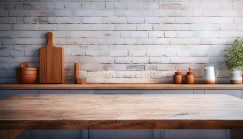 Empty Wooden Base on Kitchen Table Stock Illustration - Illustration of ...