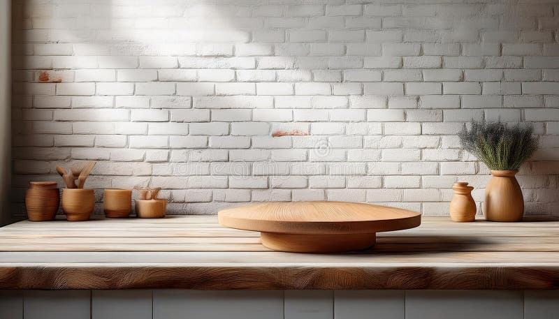 Empty Wooden Base on Kitchen Table Stock Illustration - Illustration of ...