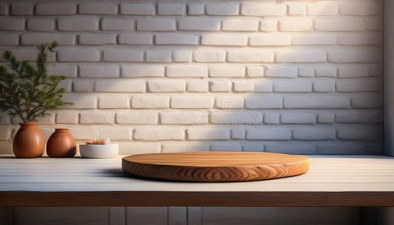 Empty Wooden Base on Kitchen Table Stock Illustration - Illustration of ...
