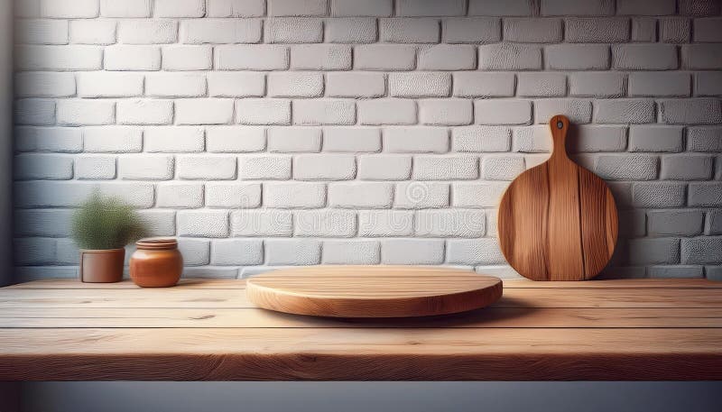 Empty Wooden Base on Kitchen Table Stock Illustration - Illustration of ...