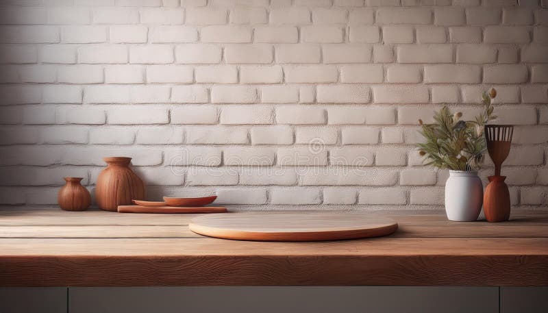 Empty Wooden Base on Kitchen Table Stock Illustration - Illustration of ...