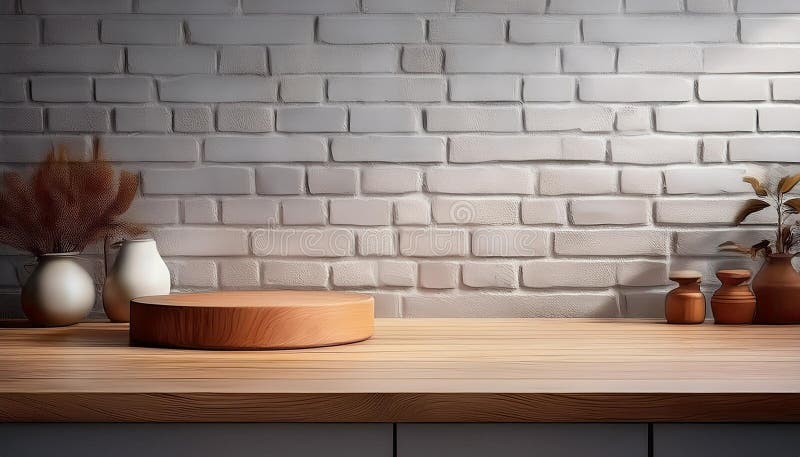 Empty Wooden Base on Kitchen Table Stock Illustration - Illustration of ...