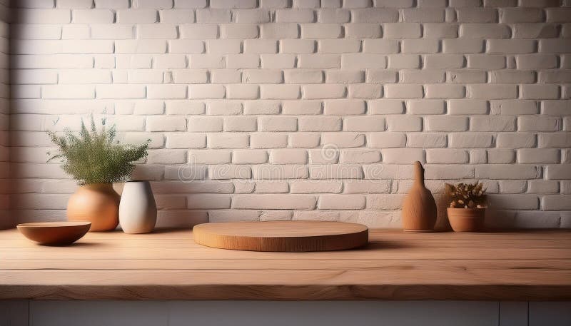 Empty Wooden Base on Kitchen Table Stock Illustration - Illustration of ...