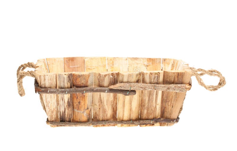 Empty Traditional Rustic Wicker Basket Isolated Stock Photo - Image of ...