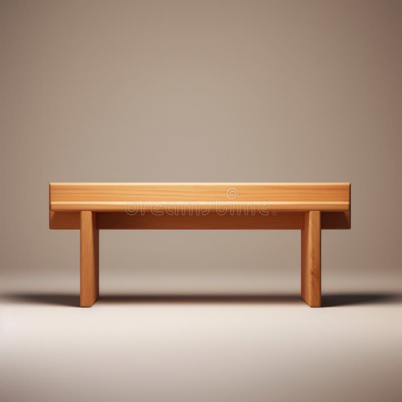 An Empty Wooden Bench on a Minimal Background Stock Illustration ...
