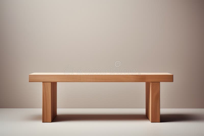 An Empty Wooden Bench on a Minimal Background Stock Illustration ...