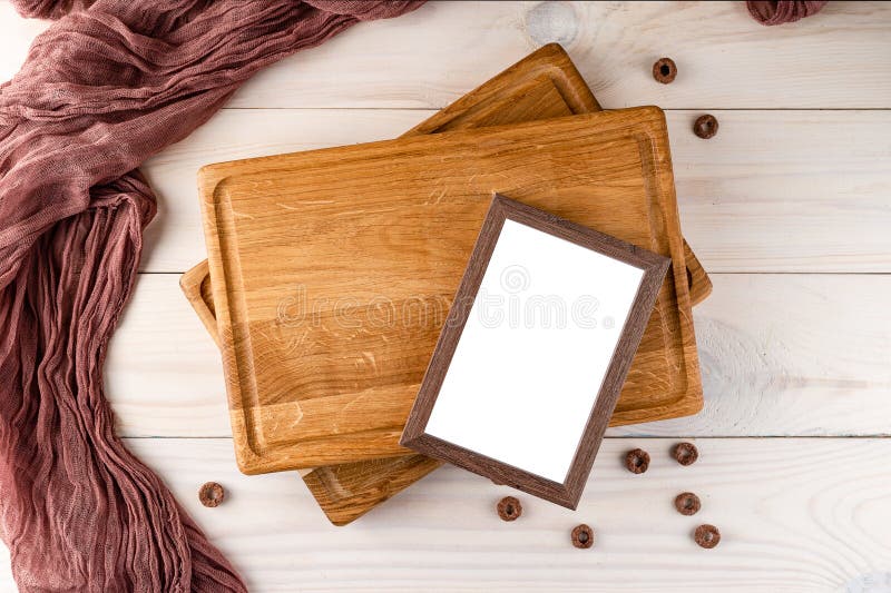 Empty Wooden Boards and a Frame with an Empty White Sheet of Copy Space ...