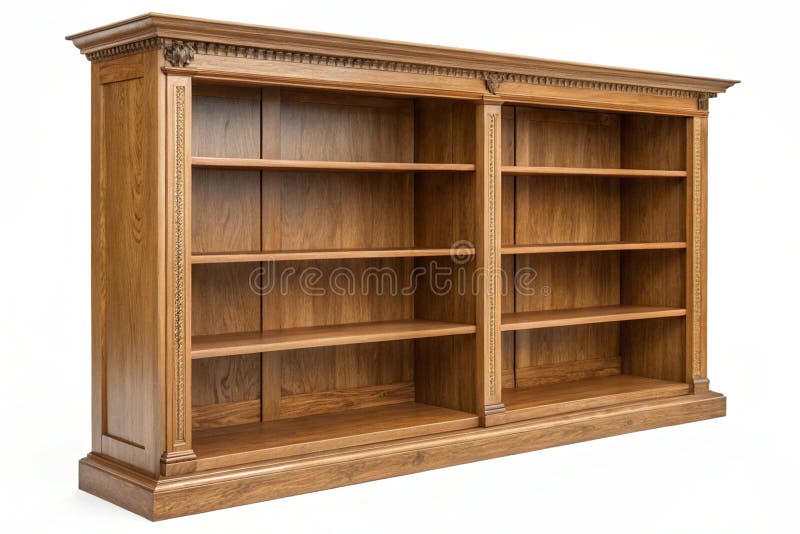 Empty Wooden Bookshelf or Library Bookcase Isolated Stock Illustration ...
