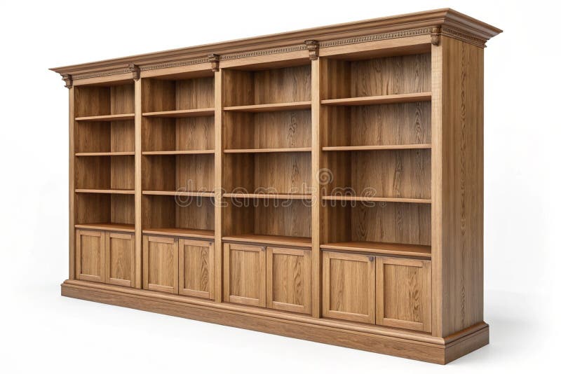 Empty Wooden Bookshelf or Library Bookcase Isolated Stock Illustration ...