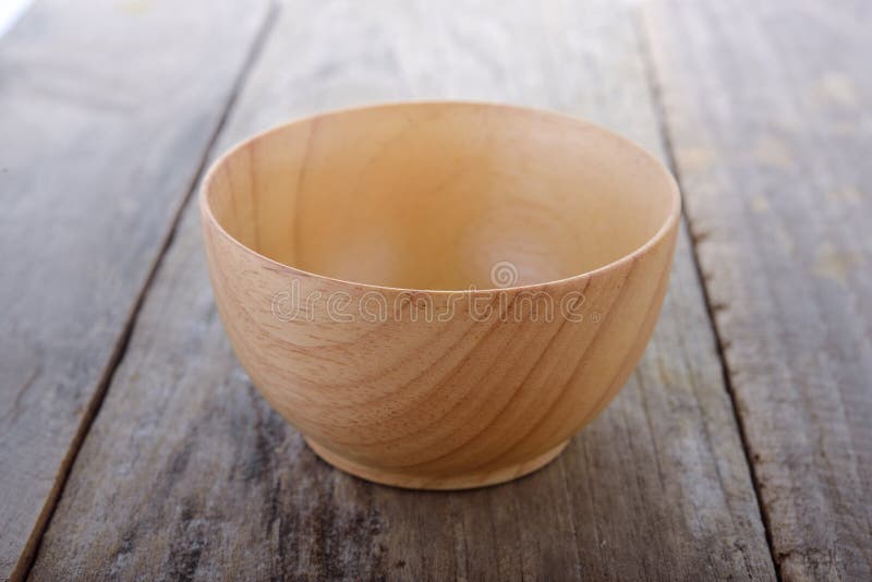 Empty wooden bowl on table stock image. Image of white - 78055415