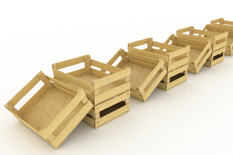 Empty Wooden Boxes. Containers for Fruits and Vegetables Stock ...