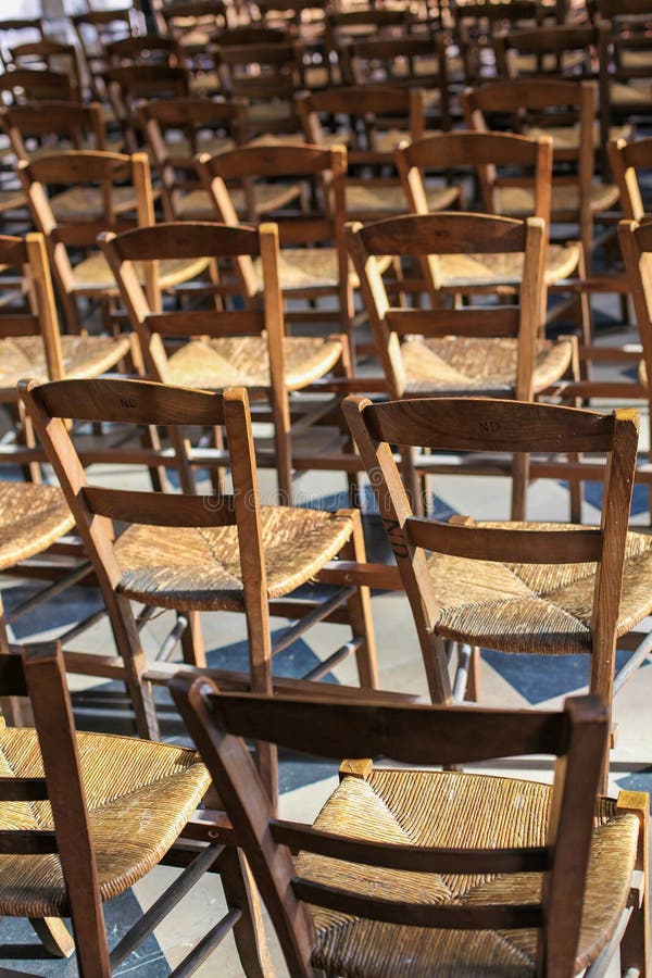 Empty Wooden Chairs in a Church Stock Photo - Image of religion ...