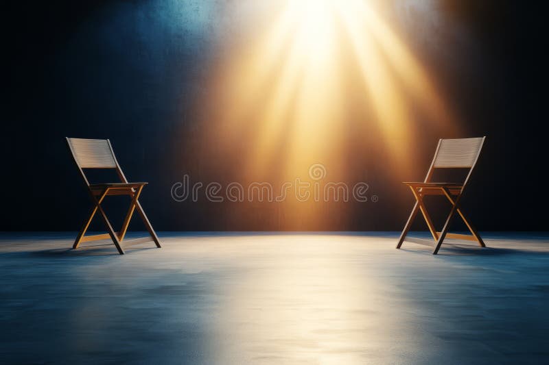 Empty Wooden Chairs in a Minimalist Space with Dramatic Lighting and ...