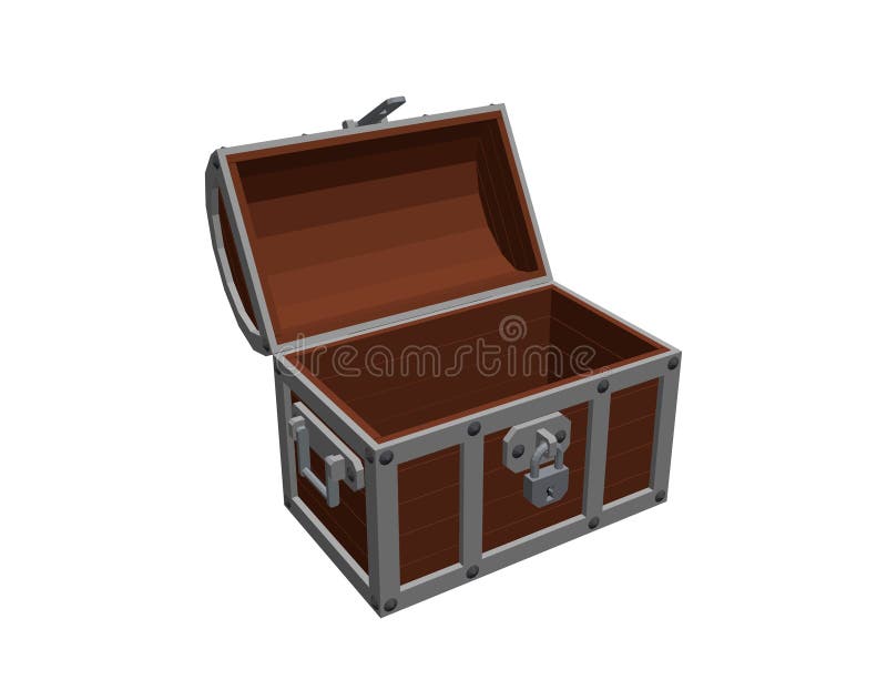 Empty Wooden Chest. Isolated on White Background Stock Vector ...