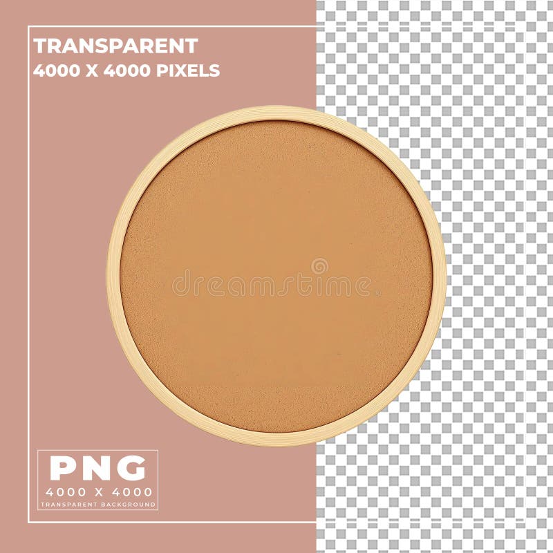 Empty Wooden Circle Frame with Beige Background on Transparent ...
