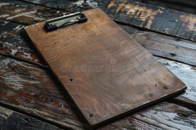 Empty Wooden Clipboard Lying on Rustic Table is Waiting for Notes Stock ...