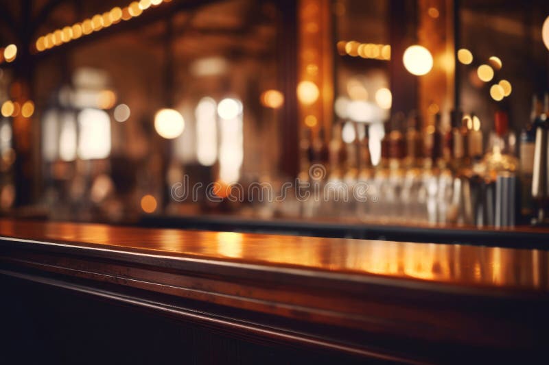 Empty Wooden Counter in a Pub, Offering Space for Creative Design Stock ...