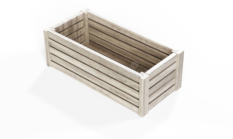 Empty Wooden Crate. Side View. 3D Render Stock Illustration ...