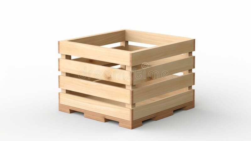Empty Wooden Crate on a White Background. Generative Ai Stock ...