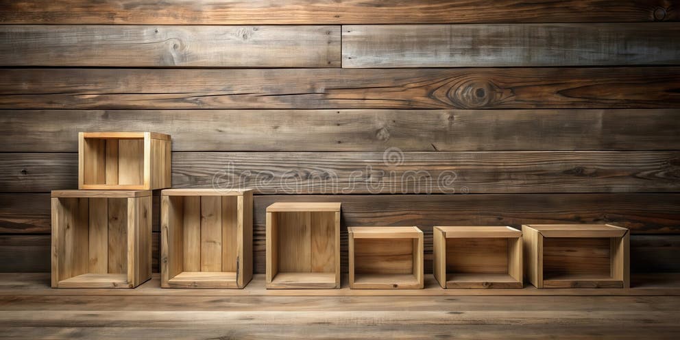 Empty Wooden Crates Arranged on Rustic Wooden Surface. Generative AI ...
