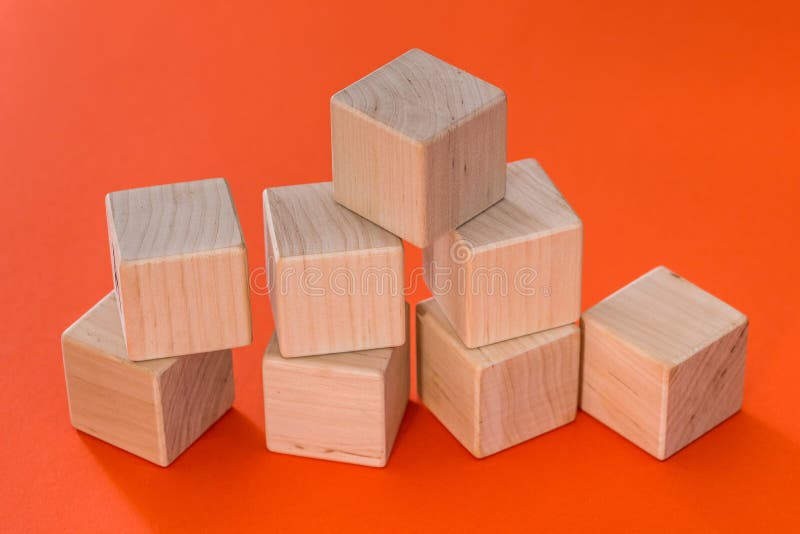 Empty Wooden Cubes Blocks Isolated Stock Photo - Image of construction ...